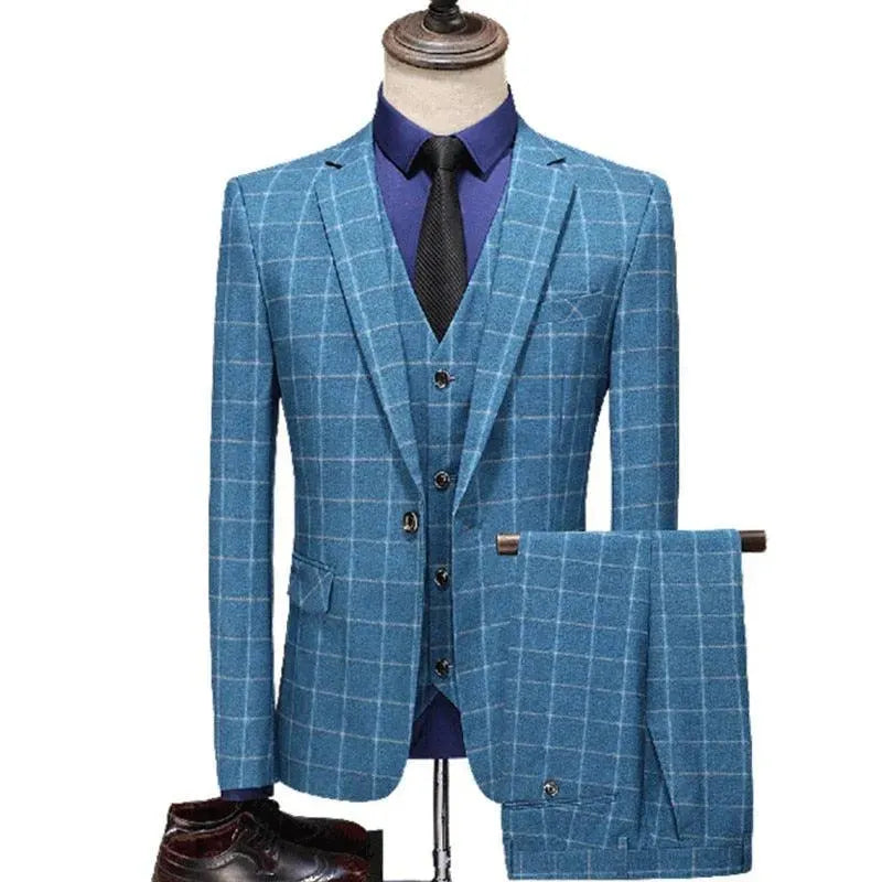 Angelo Checked Three Piece Suit | Shop Plaid Suit at LeStyleParfait