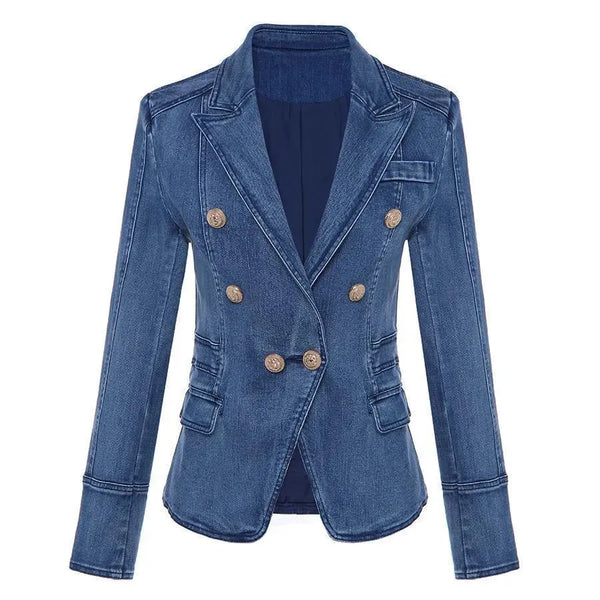LeStyleParfait Women Blazer Denim Jeans Blazers, Casual Blazer Double ...
