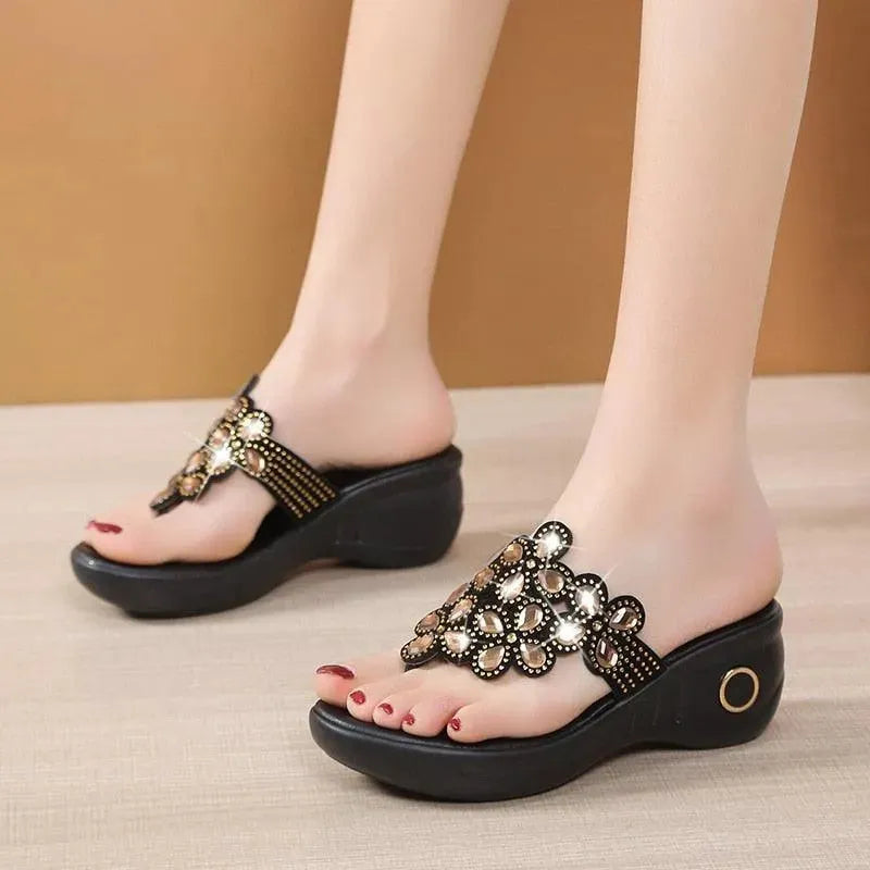 Crystal Wedge Sandal Shoes | Shop Wedge Sandals at LeStyleParfait