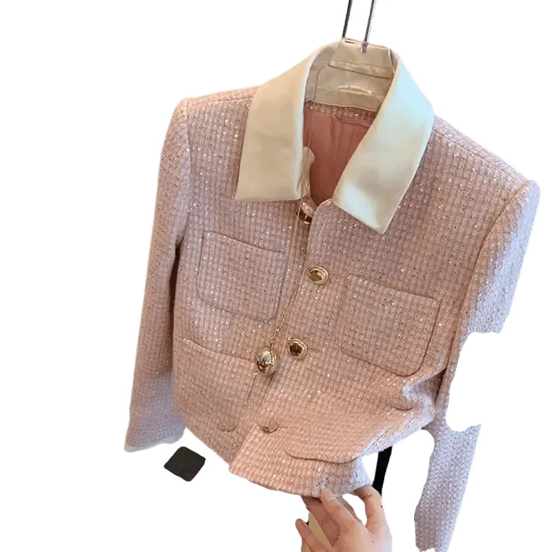 Patchwork Crop Tweed Jacket Women | Shop Tweed Jacket at LeStyleParfait