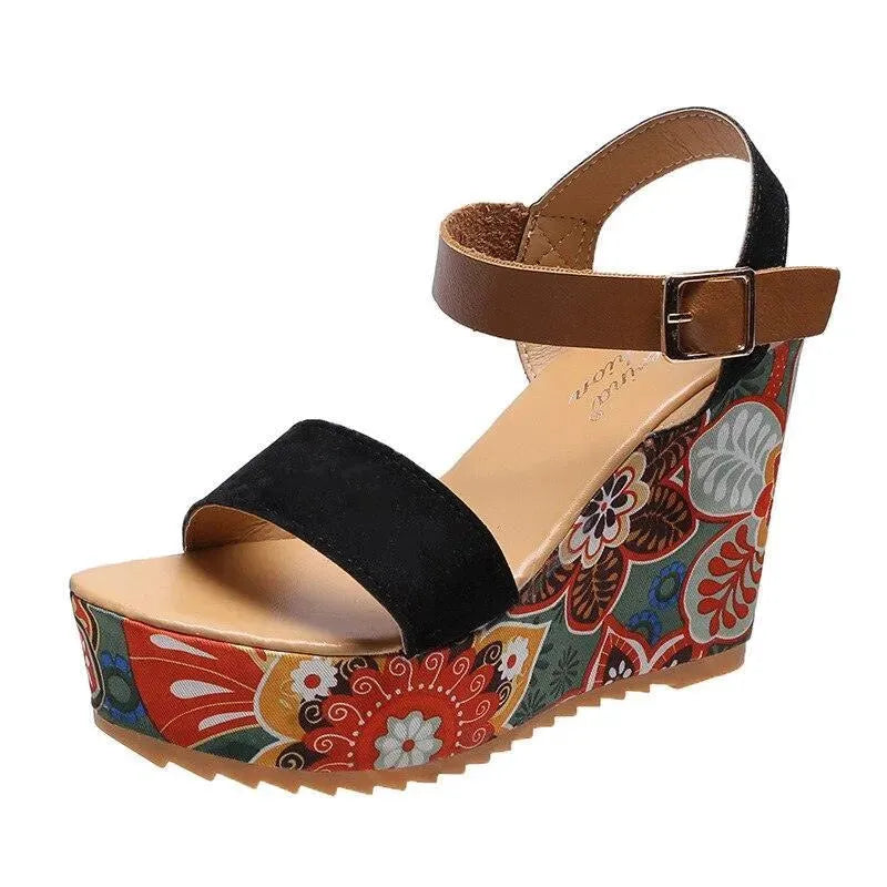 Printed Peep Toe Wedge Shoes | Shop Wedge Sandals at LeStyleParfait