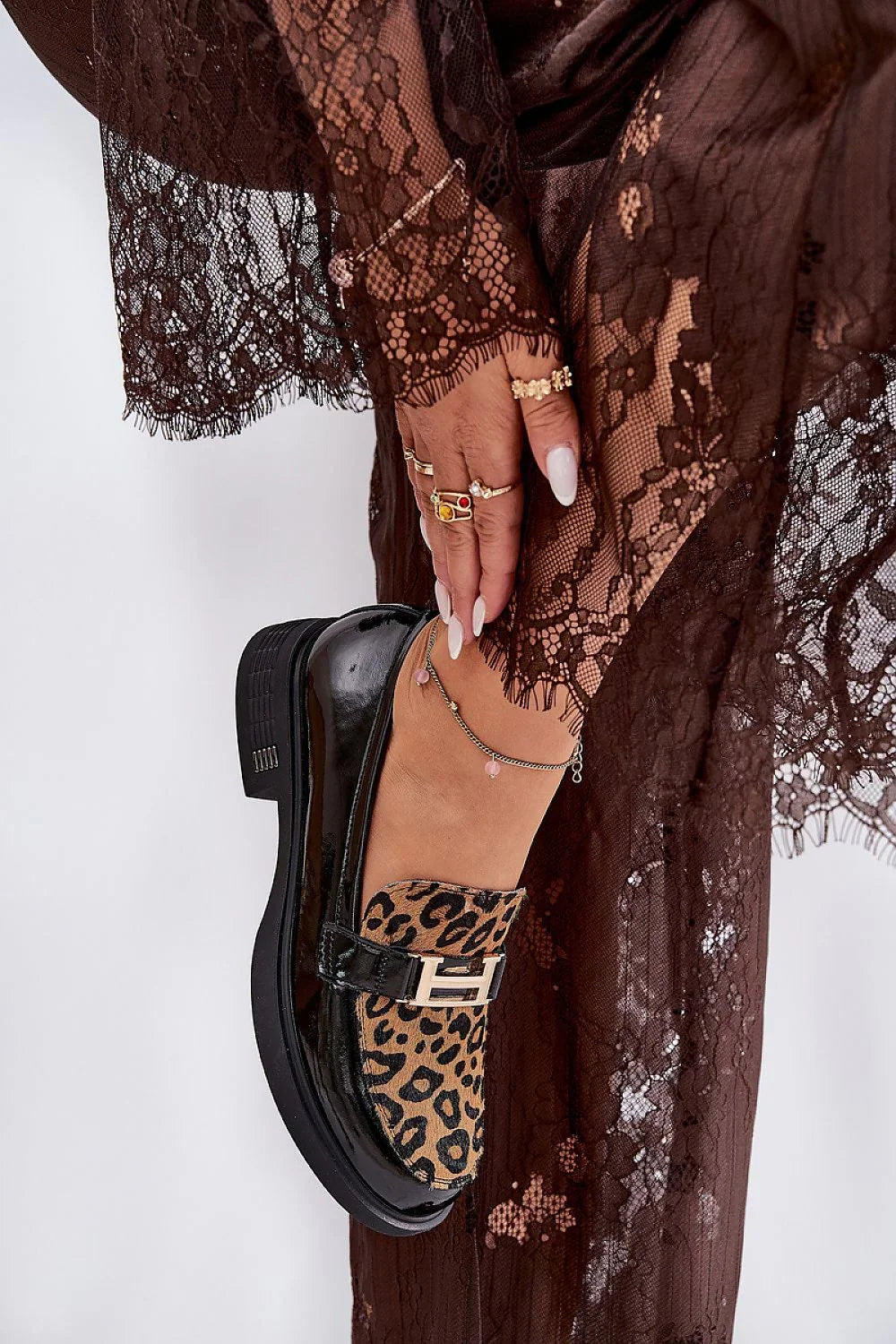 Women’s Animal Print Block Heel Leather Moccasins | LeStyleParfait