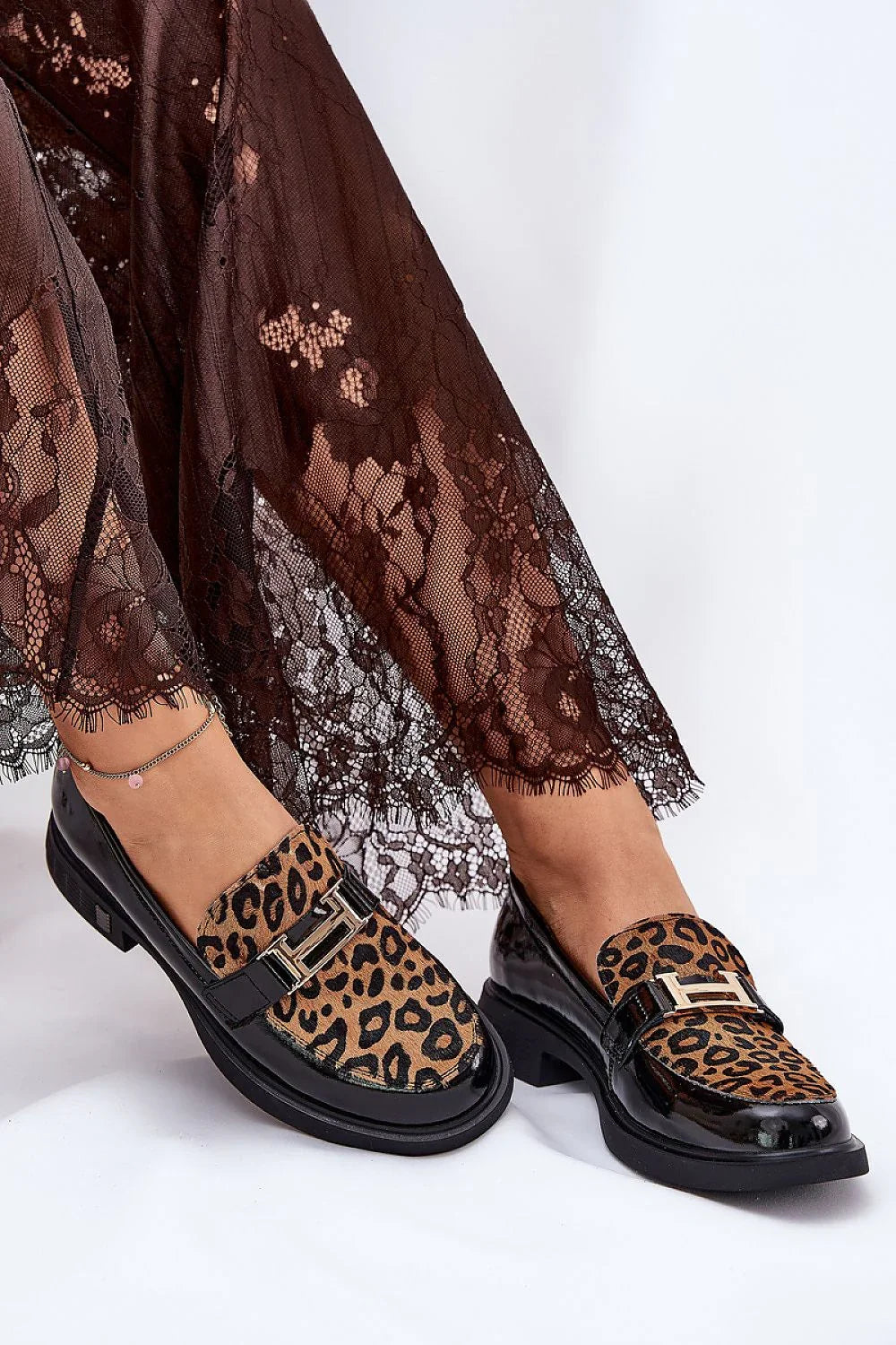 Women’s Animal Print Block Heel Leather Moccasins | LeStyleParfait